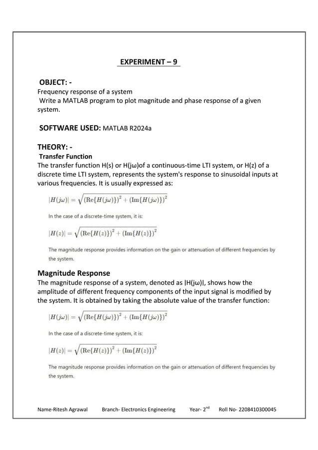 Signal _system_ experiment _lab_1.0. pdf | PDF