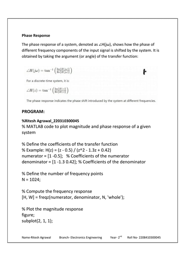 Signal _system_ experiment _lab_1.0. pdf | PDF