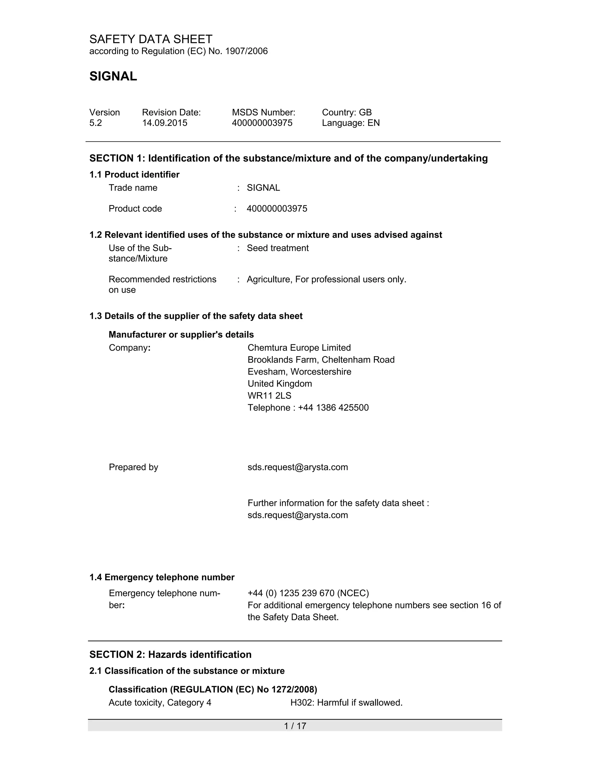 Signal 300 es msds | PDF