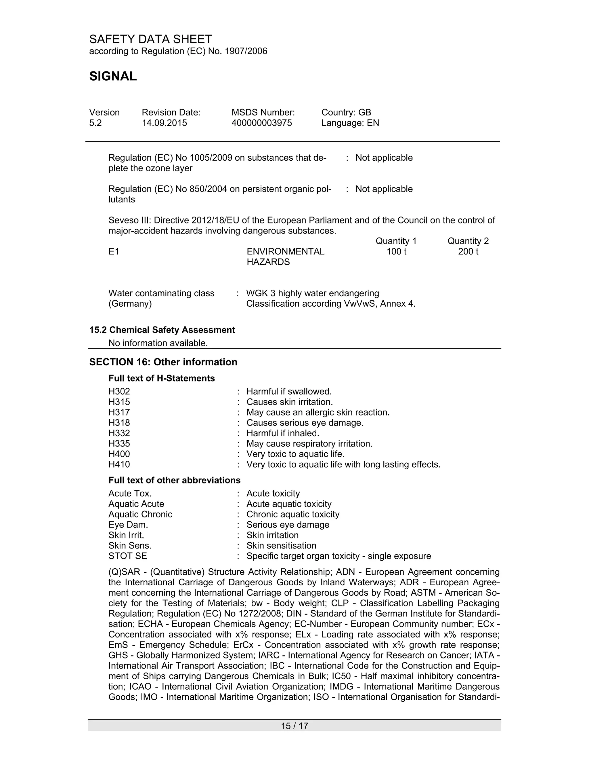 Signal 300 es msds | PDF