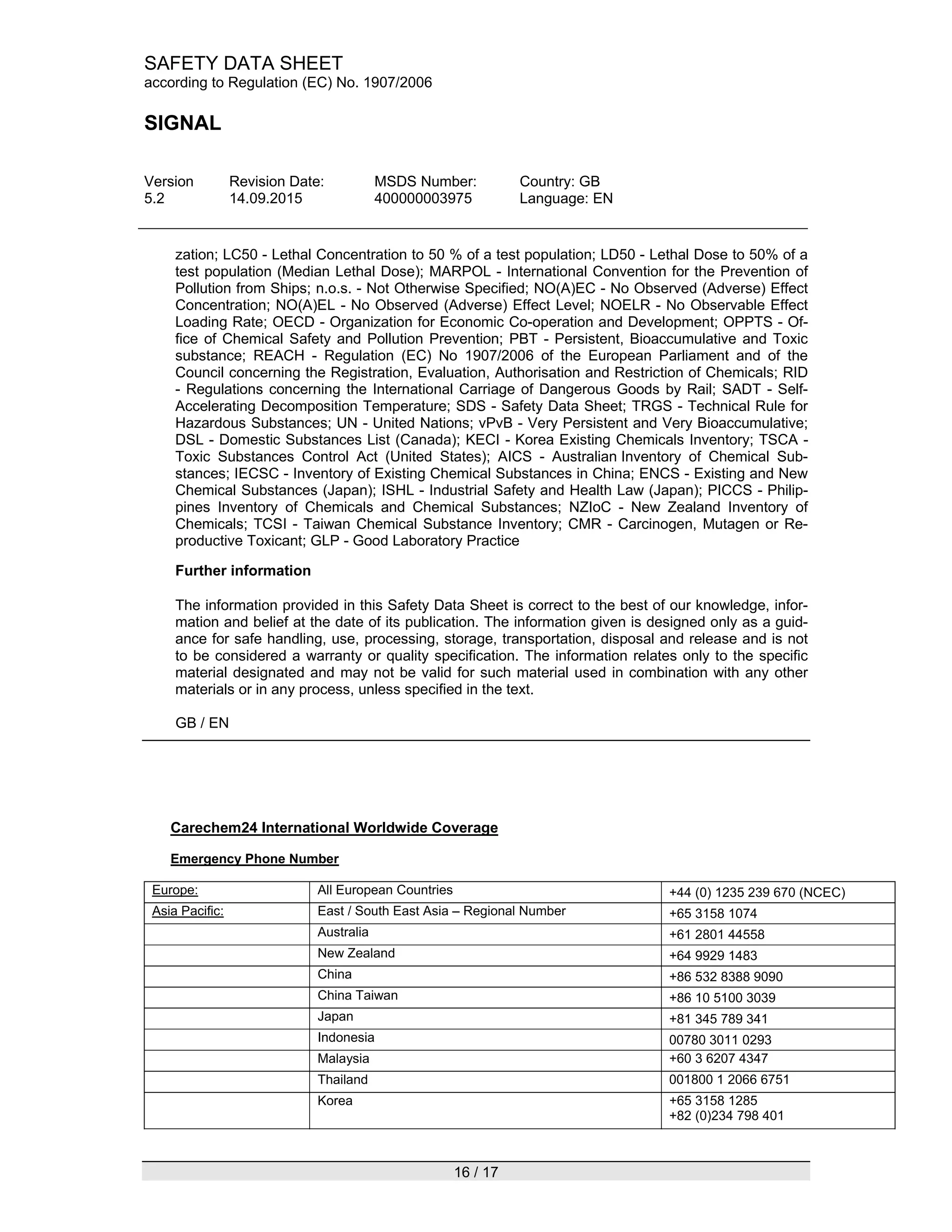 Signal 300 es msds | PDF