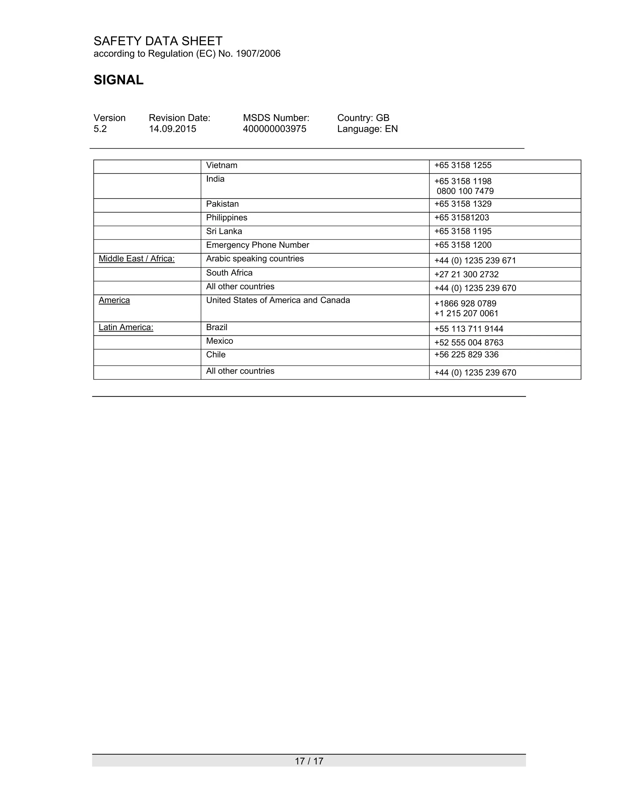 Signal 300 es msds | PDF