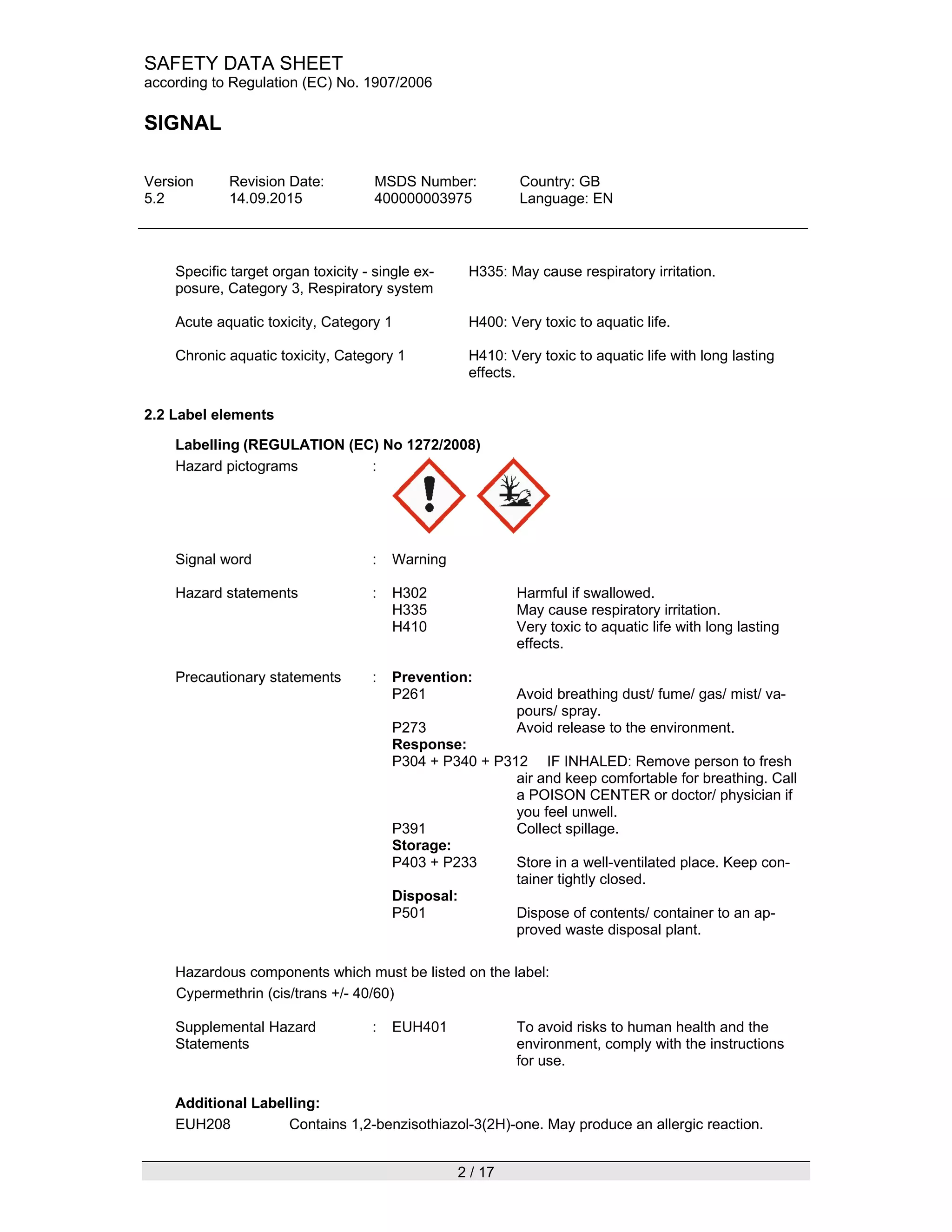 Signal 300 es msds | PDF