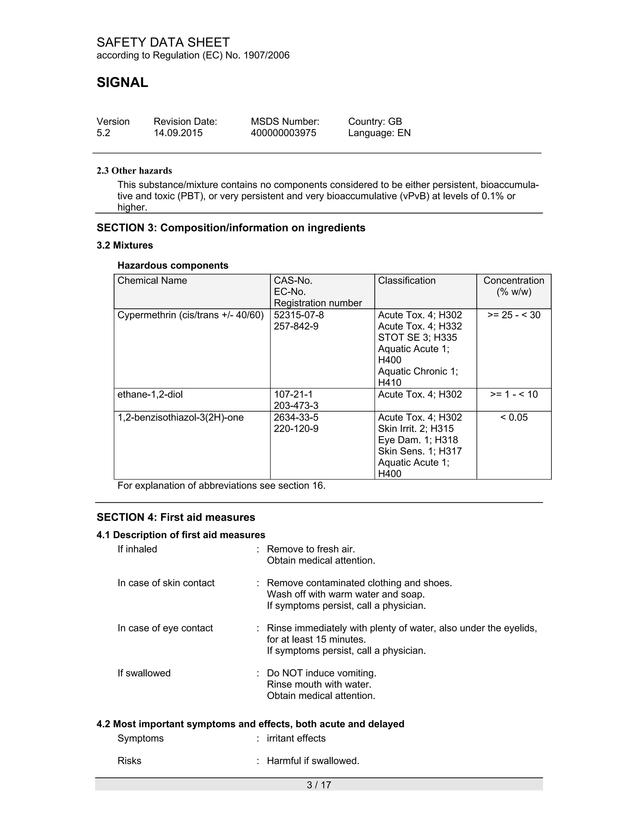 Signal 300 es msds | PDF