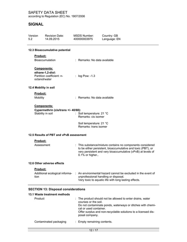 Signal 300 es msds | PDF | Lung and Respiratory Health | Diseases and ...