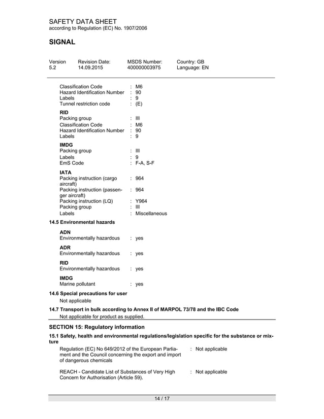 Signal 300 es msds | PDF | Lung and Respiratory Health | Diseases and ...