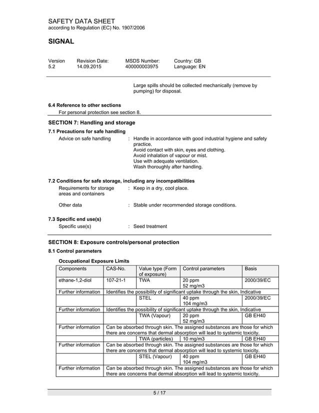 Signal 300 es msds | PDF | Lung and Respiratory Health | Diseases and ...