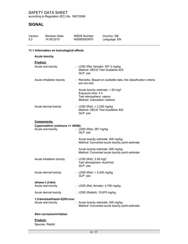 Signal 300 es msds | PDF | Lung and Respiratory Health | Diseases and ...