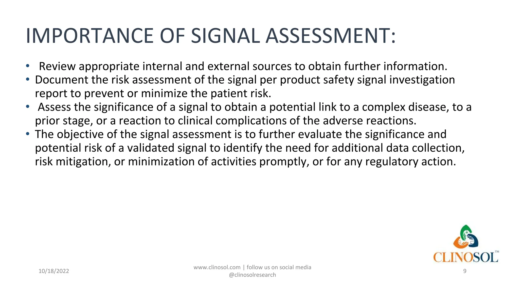 Signal detection and their assessment in clinical trials | PPTX