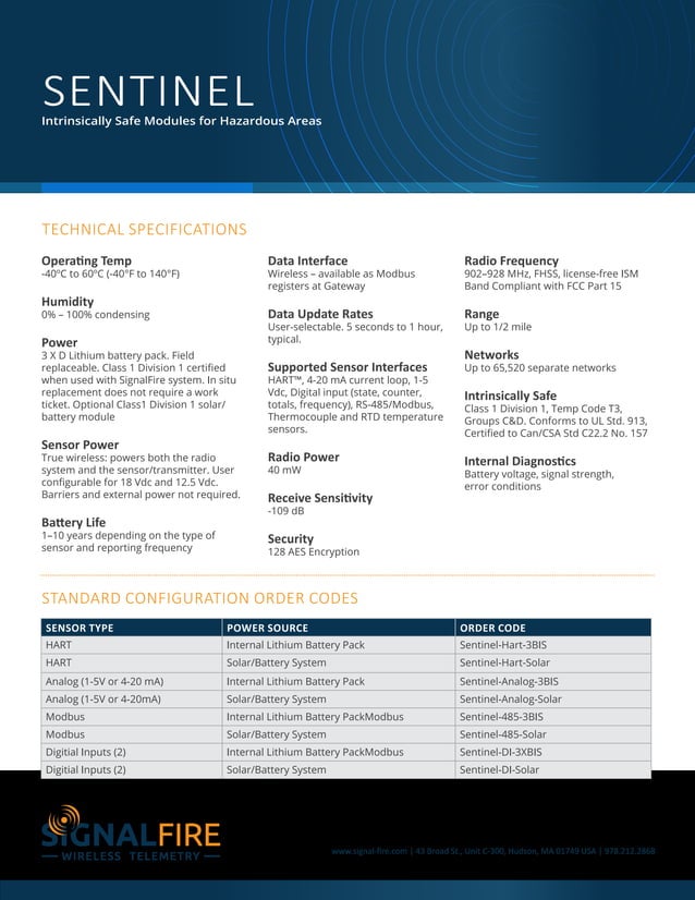 Signal Fire Wireless Telemetry Catalog | PDF