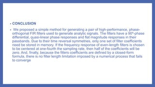 ANALYTIC SIGNAL GENERATION- DIGITAL SIGNAL PROCESSORS AND ARCHITECTURE ...