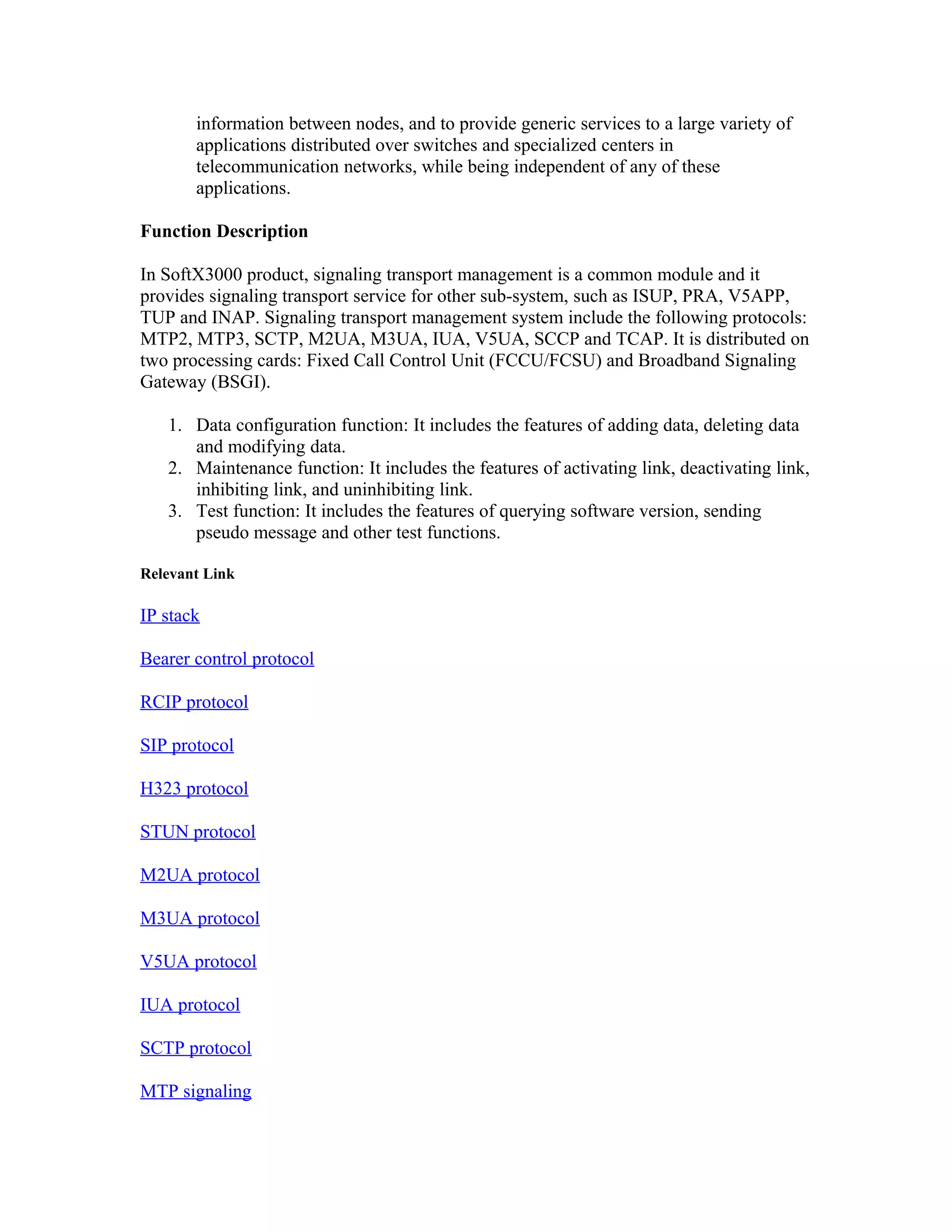 Signaling and protocol management | DOC