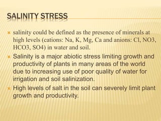 Signaling mechanisms due to salinity stress | PPTX