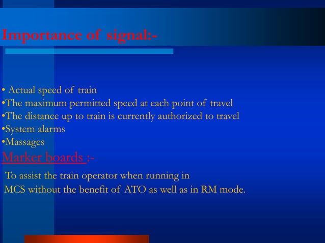 Basics of Metro Railway Signalling system | PPT | Rail Travel | Travel Type