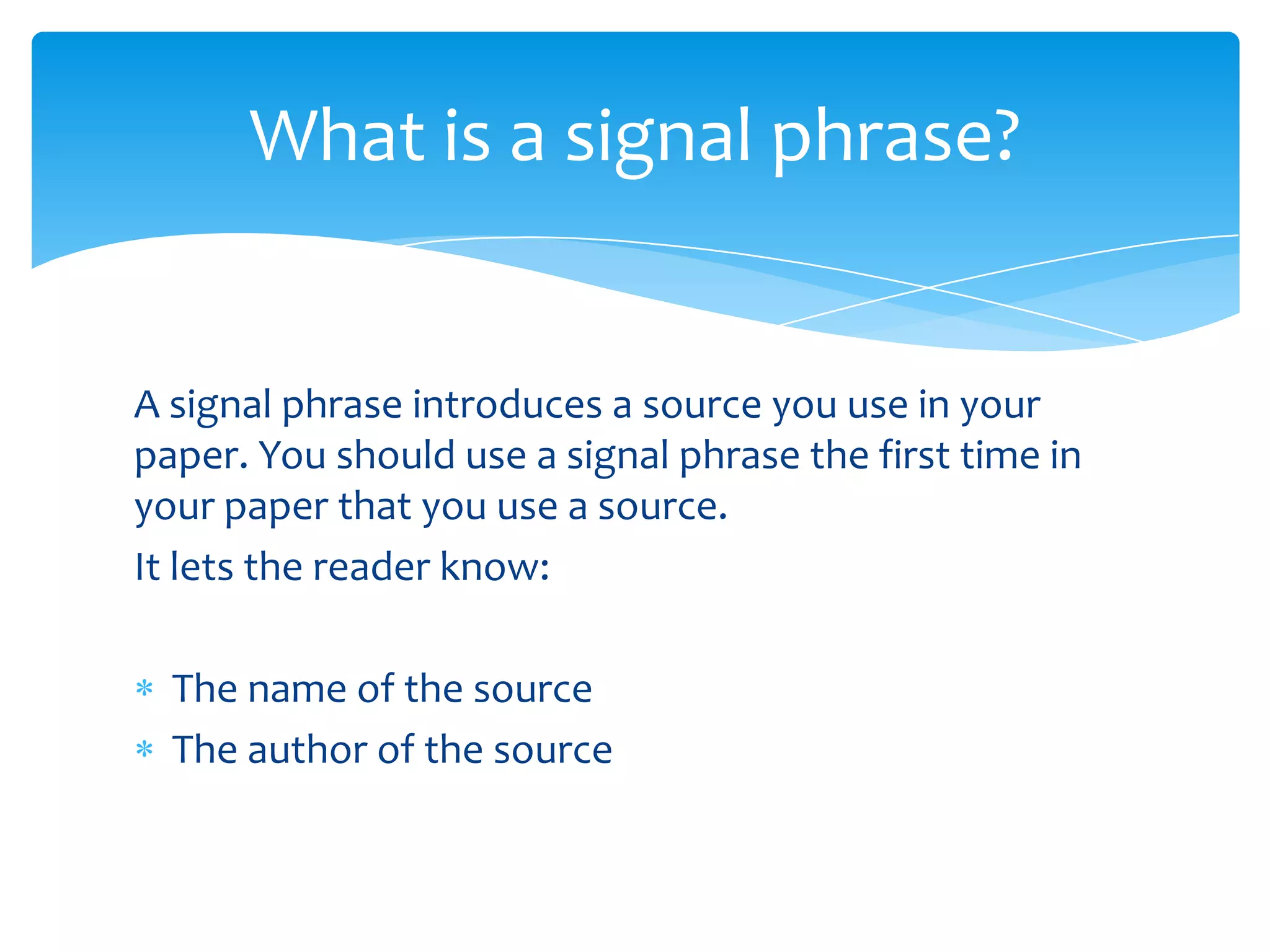Signal phrases | PPTX