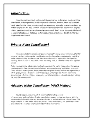 NOISE CANCELATION USING MATLAB | DOCX