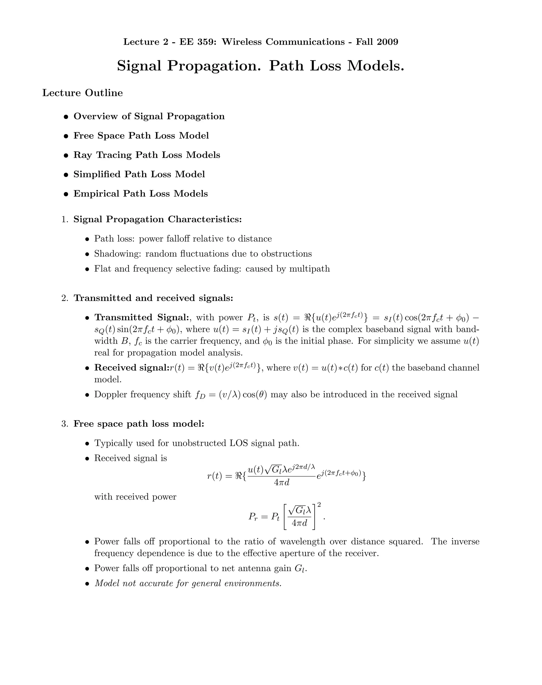 Signal Propagation Path Loss Models Pdf 3 D Graphics Computer Software And Applications