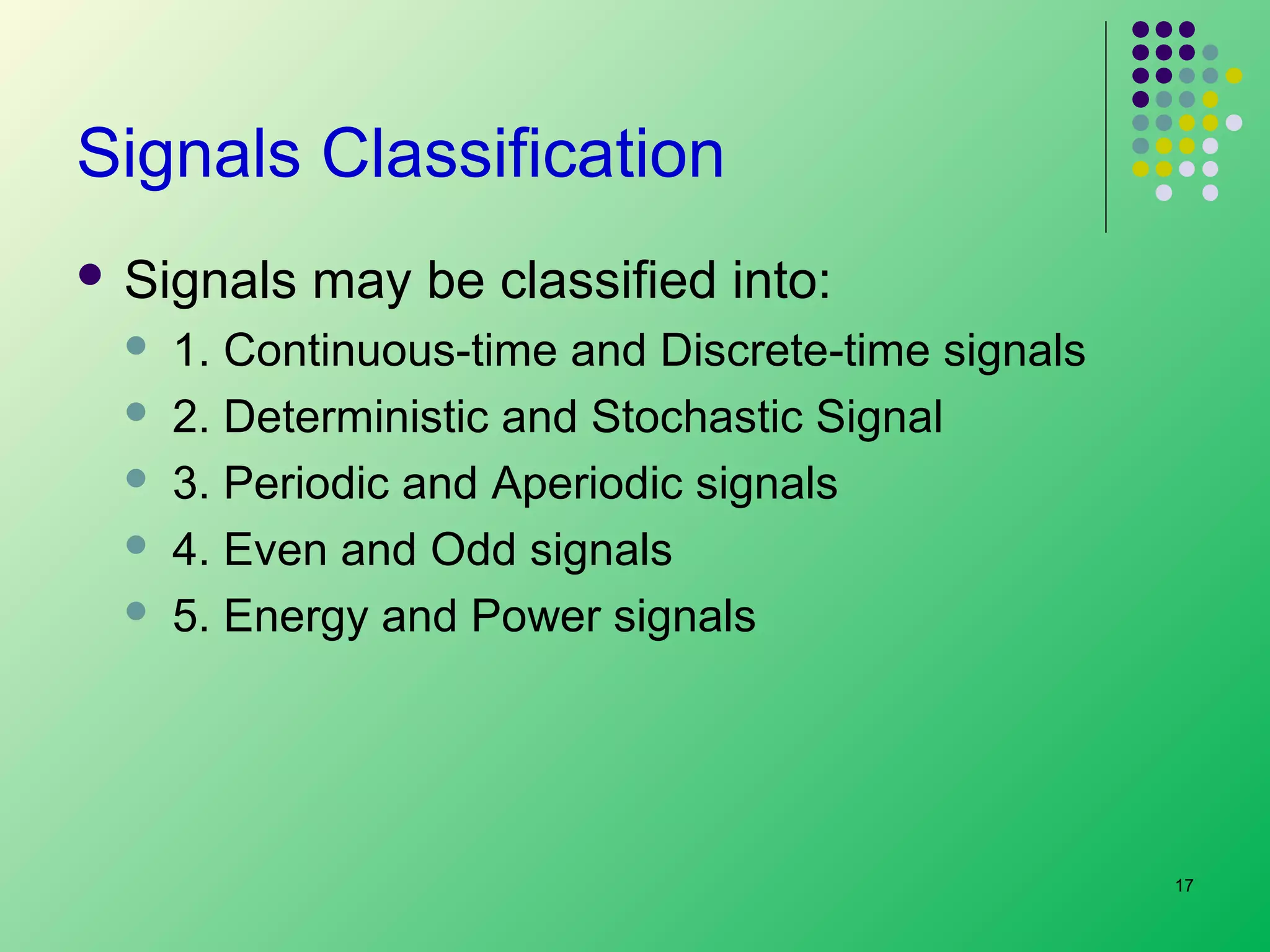 Signals and classification | PPT