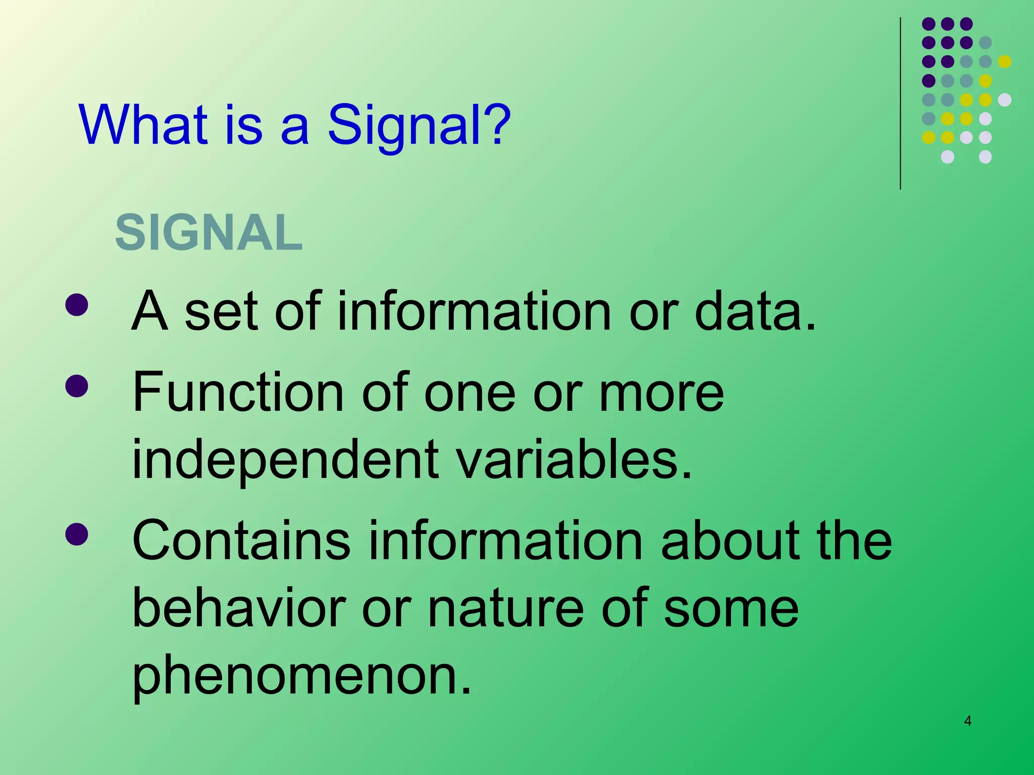 Signals and classification | PPT