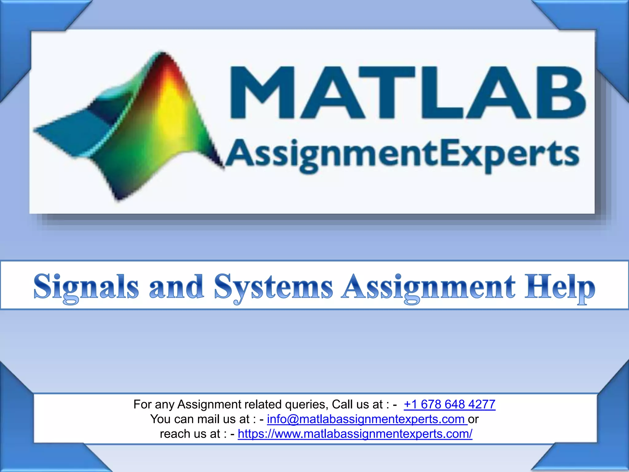 Signals and Systems Assignment Help | PPT