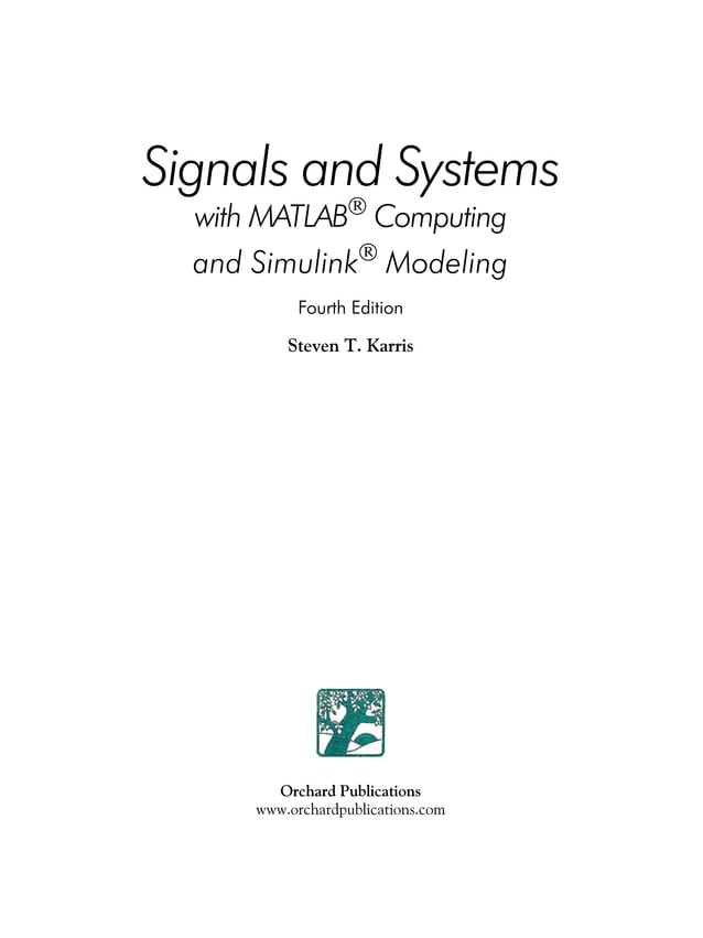 Signals And Systems With Matlab Computing And Simulink Modeling Pdf