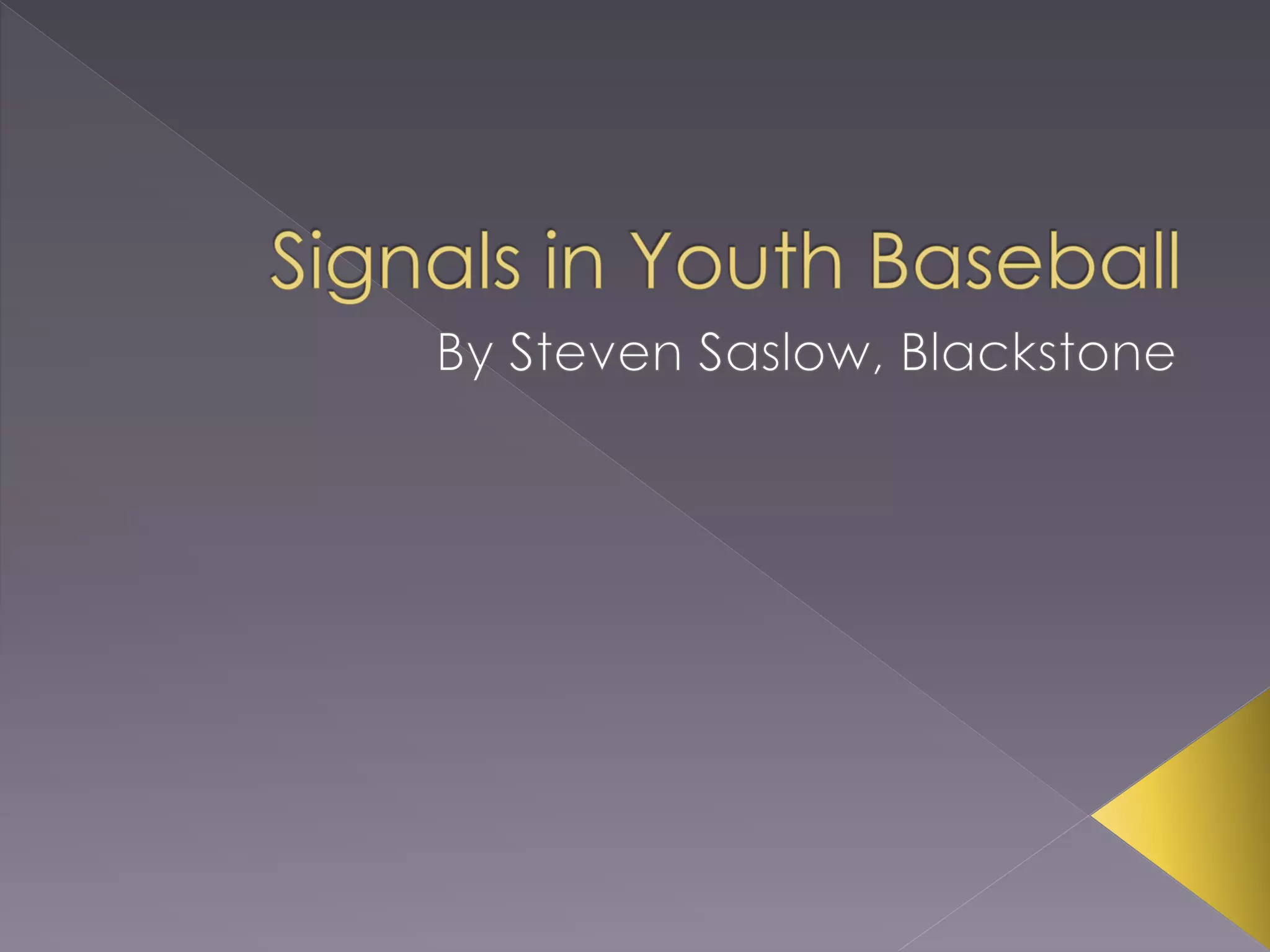Signals in Youth Baseball | PPTX