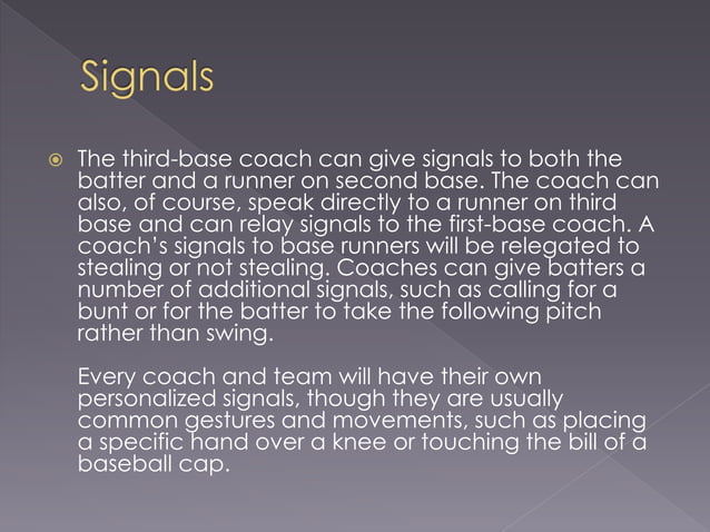 Signals in Youth Baseball | PPTX