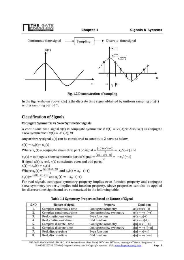Instrumentation Engineering : Signals & systems, THE GATE ACADEMY | PDF