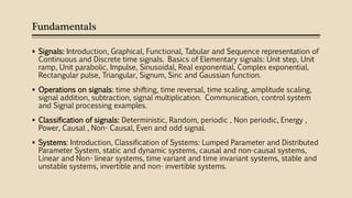 Signals&Systems: Quick pointers to Fundamentals | PPTX