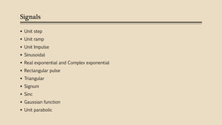 Signals&Systems: Quick pointers to Fundamentals | PPTX