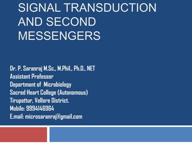 Signal Transduction and Second Messengers | PPT