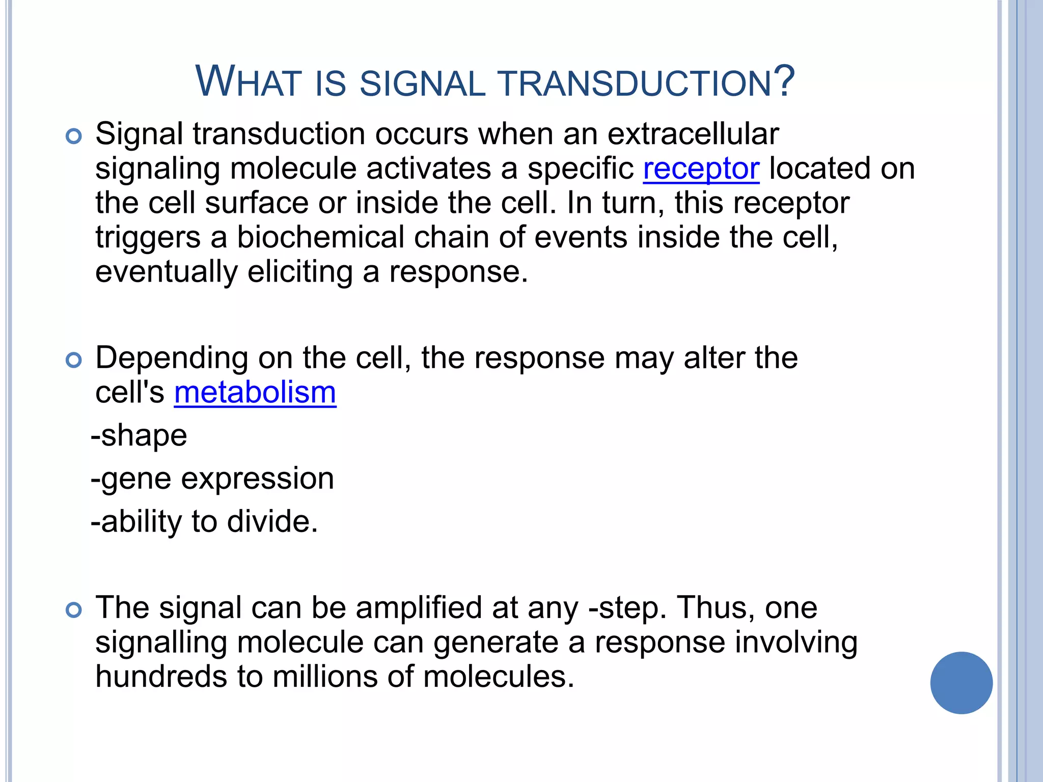 Signal transduction | PPTX | Biological Sciences | Science