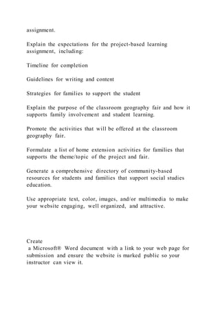 Signature Assignment Classroom Geography Fair and Website [due Mon] | DOCX