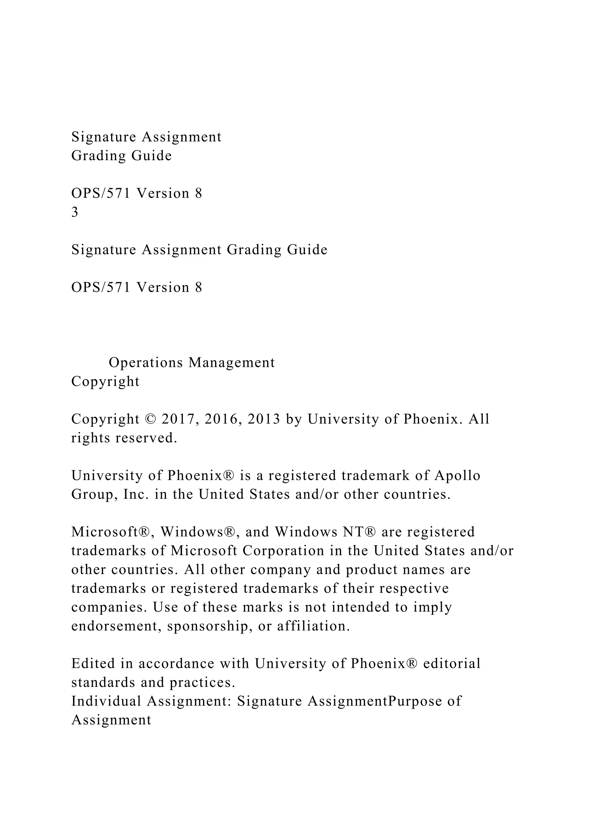 Signature Assignmentgrading Guideops571 Version 83sdocx