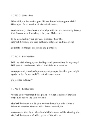 Signature Assignment Virtual Field Trip Reflection Paper .docx