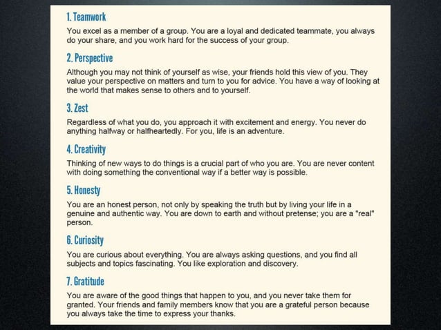 Signature character strengths for a 3D game | PPT