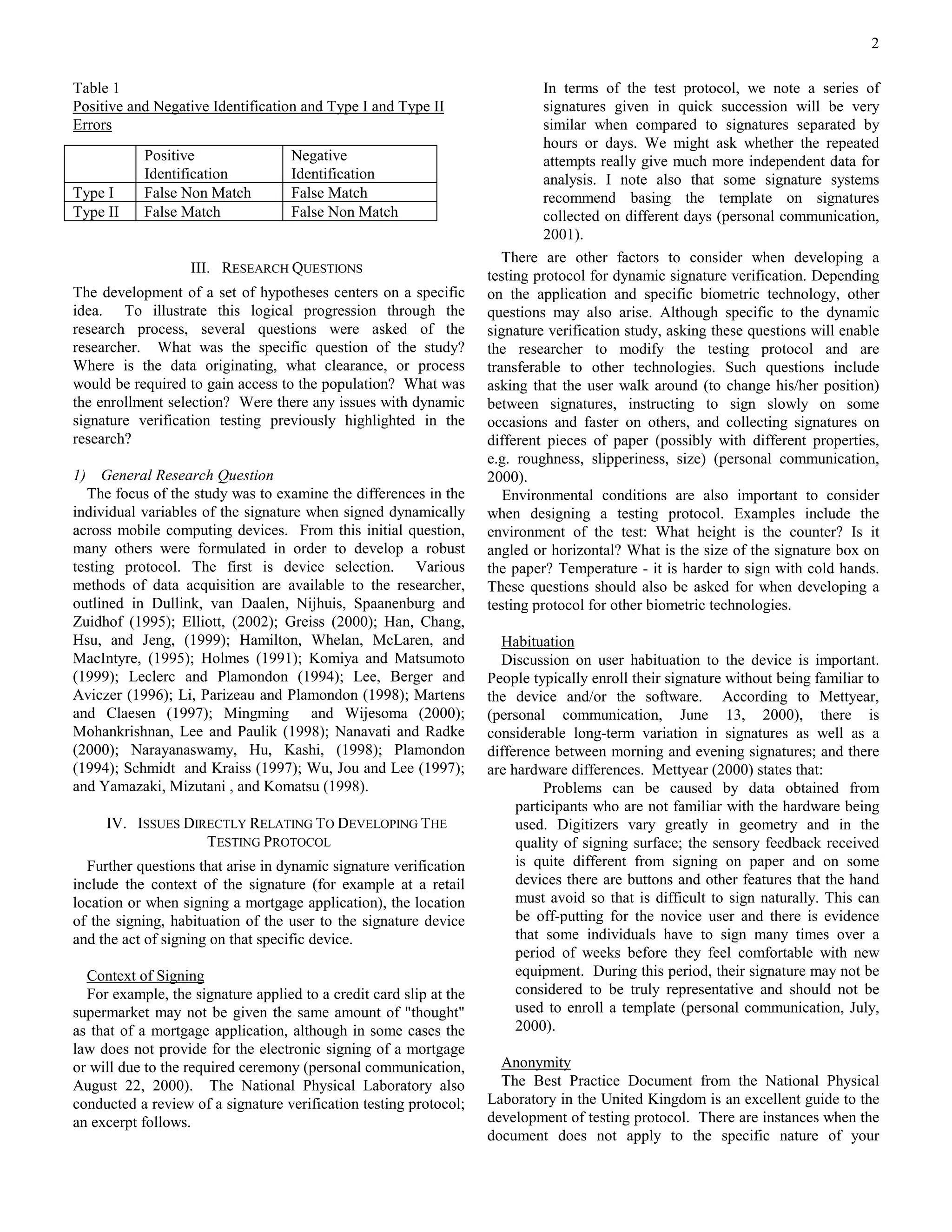 2002 Development Of A Biometric Testing Protocol For Dynamic Signature Verification Pdf