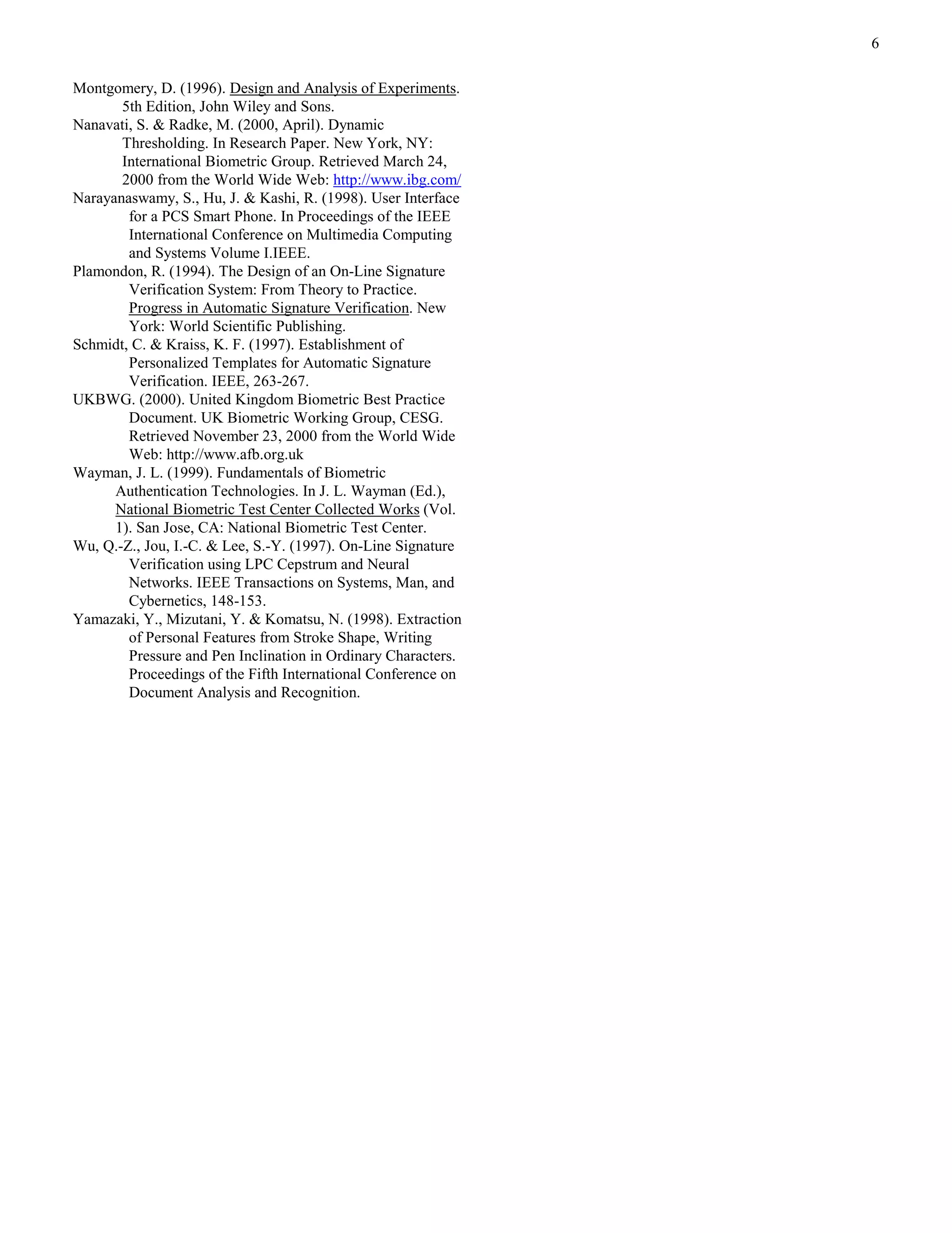 2002 Development Of A Biometric Testing Protocol For Dynamic Signature Verification Pdf