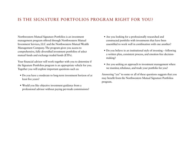 Signature Portfolio Brochure | PDF | Stocks and Bonds | Personal Investing