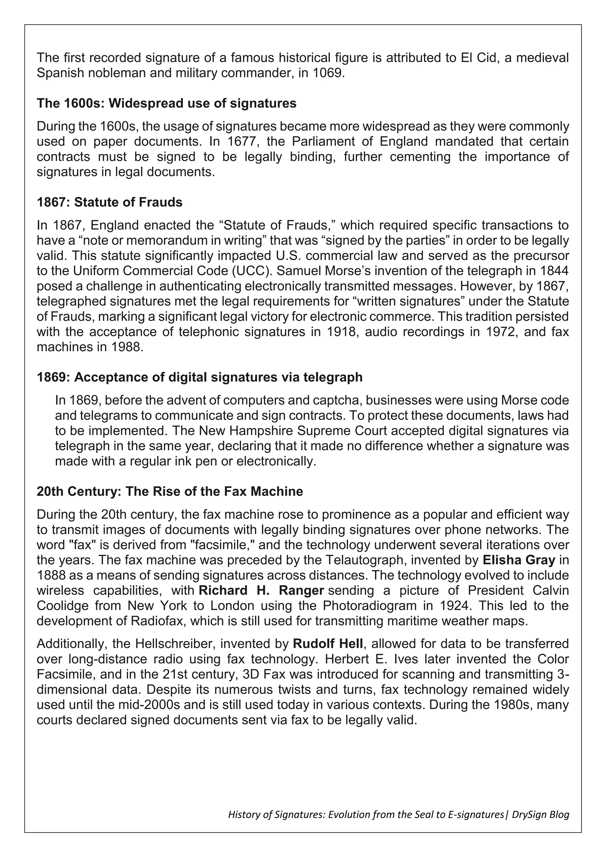 Signatures Through the Ages: Tracing the Evolution from Seals to E ...