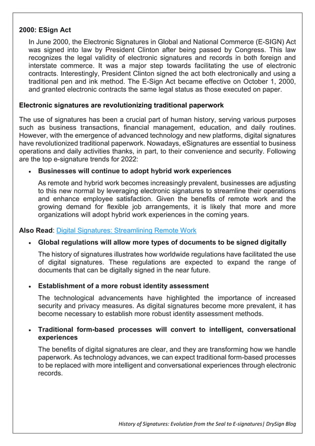 Signatures Through the Ages: Tracing the Evolution from Seals to E ...