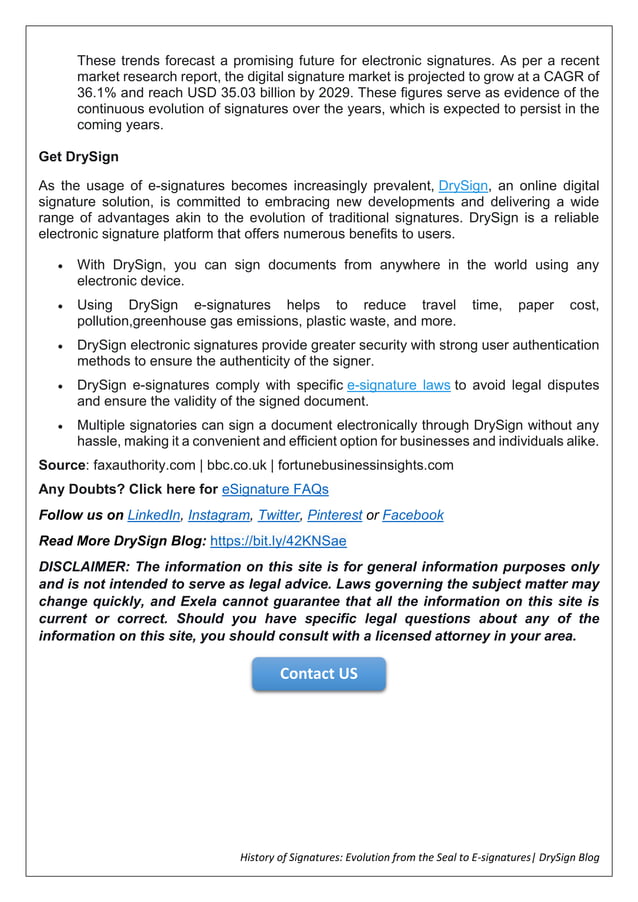 Signatures Through the Ages: Tracing the Evolution from Seals to E ...