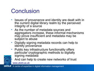 Signed metadata : method and application | PPT