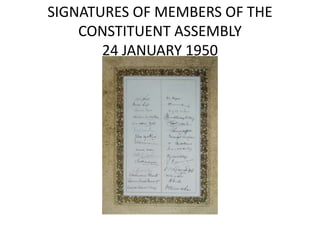 SIGNATURES OF THE MEMBRS OF THE CONSTITUENT ASSEMBLY OF INDIA | PPTX