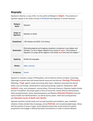 Signiesm - World's All Religions Religion | DOCX