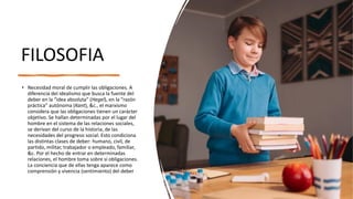 Significado de deber. lineas y argumentos y principios que nos ayudan a ...