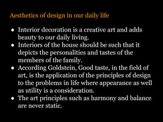 Significance of aeshetics in your daily life | PPTX