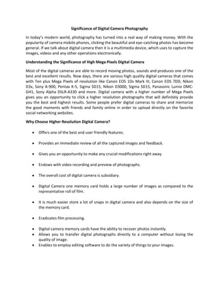 Significance of digital camera photography | DOCX