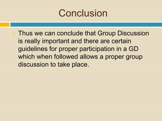 Significance of Group Discussions | PPT