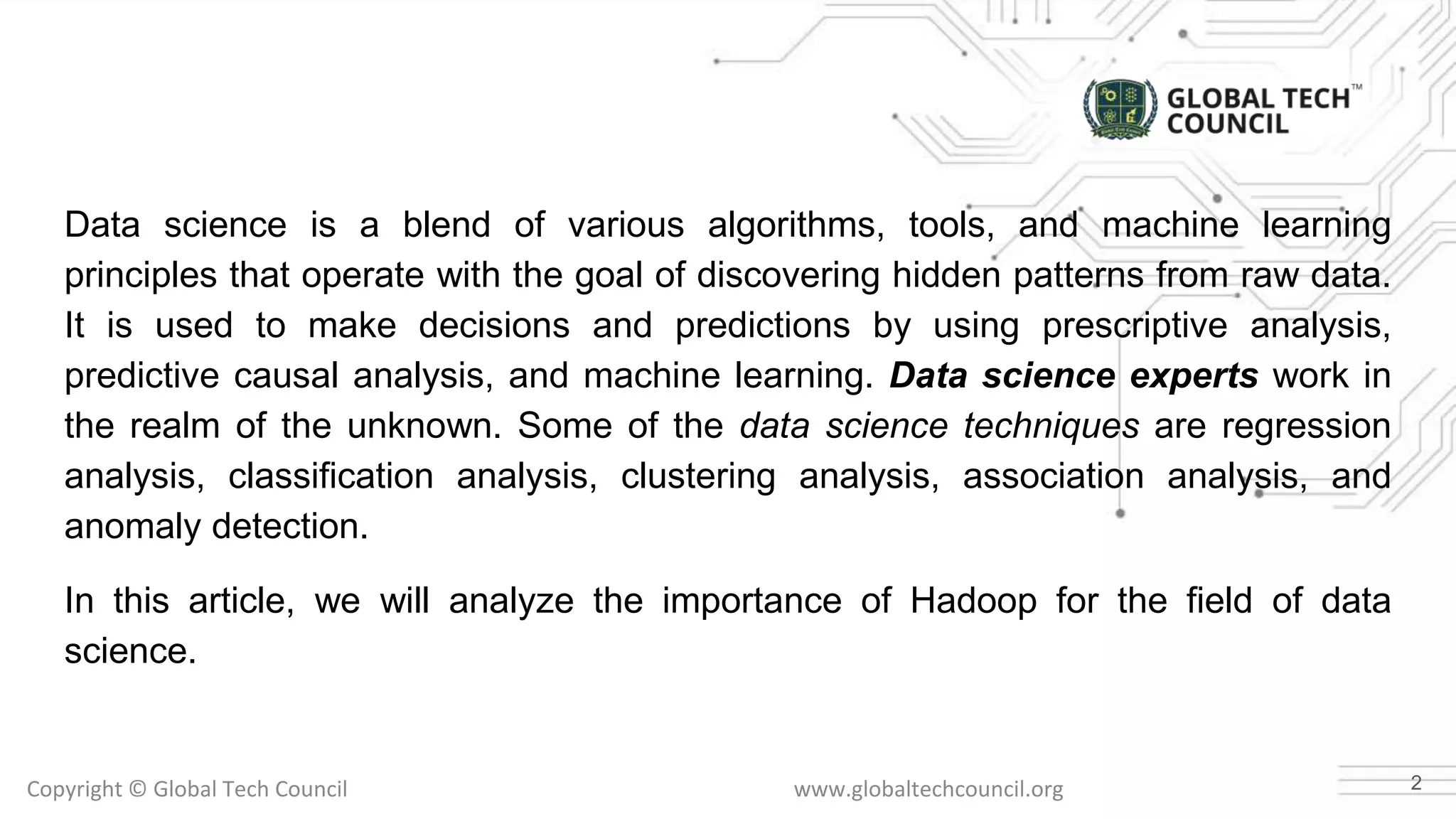 Significance Of Hadoop For Data Science | PPT
